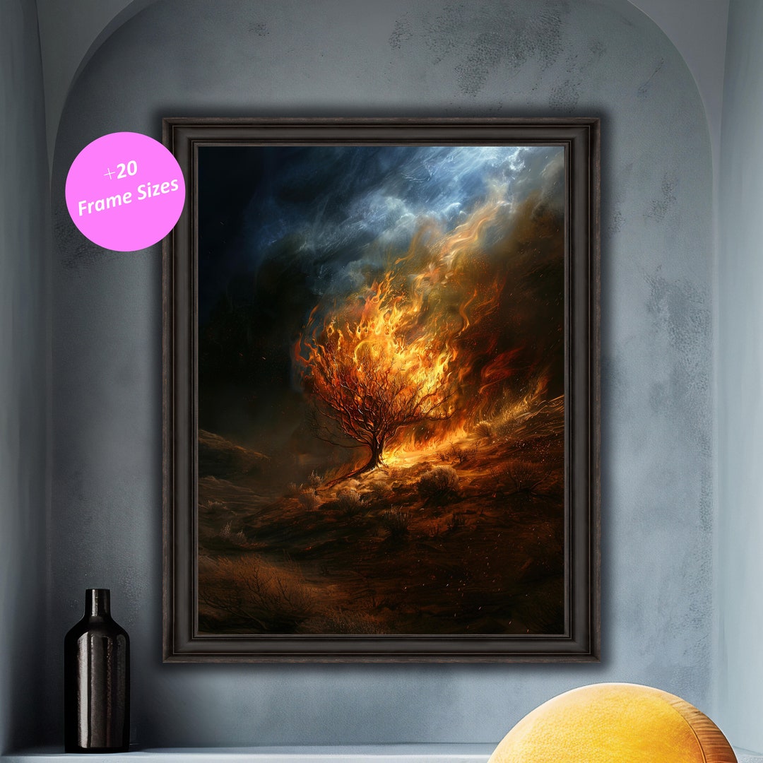 Fiery Tree Bible Art Print: Christian Wall Decor (digital Download) - Etsy
