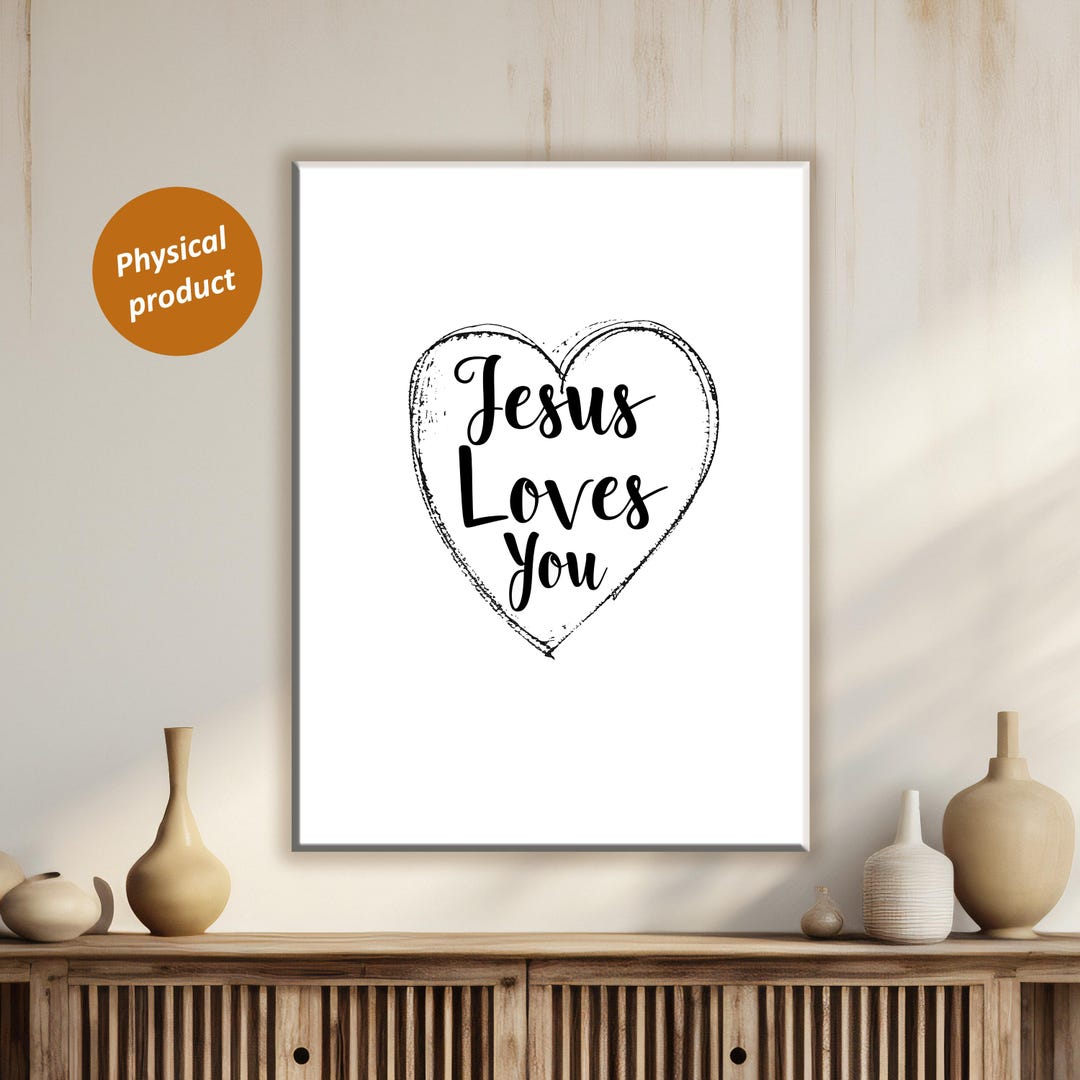 Jesus Loves You Heart Shaped Christian Art Print, Religious Painting ...