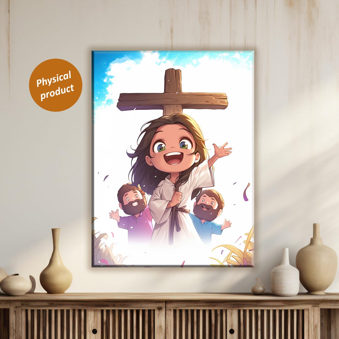 Jesus Resurrection Artwork Canvas, Cute Jesus With Disciples Print ...