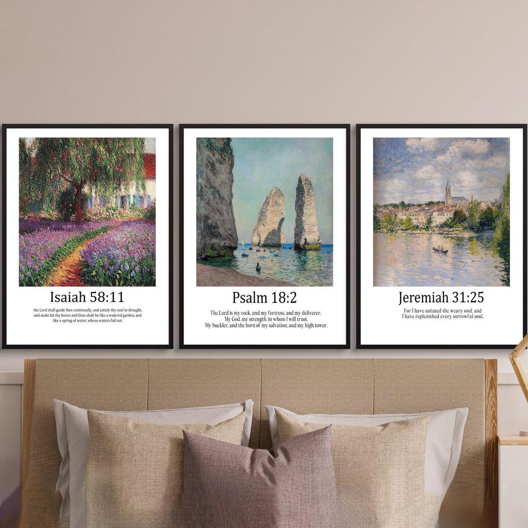 Bible Verse Wall Art Set, Inspirational Scripture Prints, Christian ...