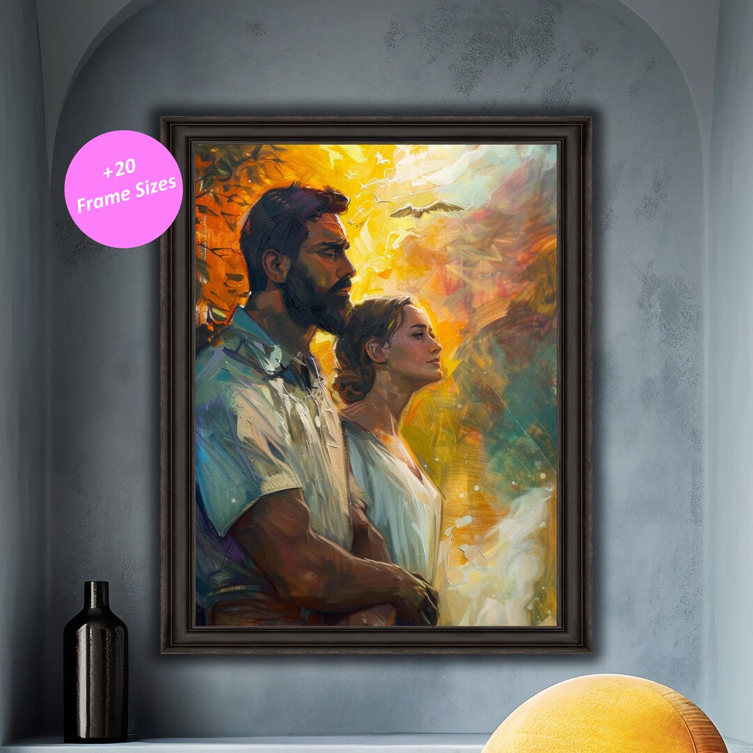 Repentance Digital Painting, Couple Portrait in Warm Colors, Vibrant ...