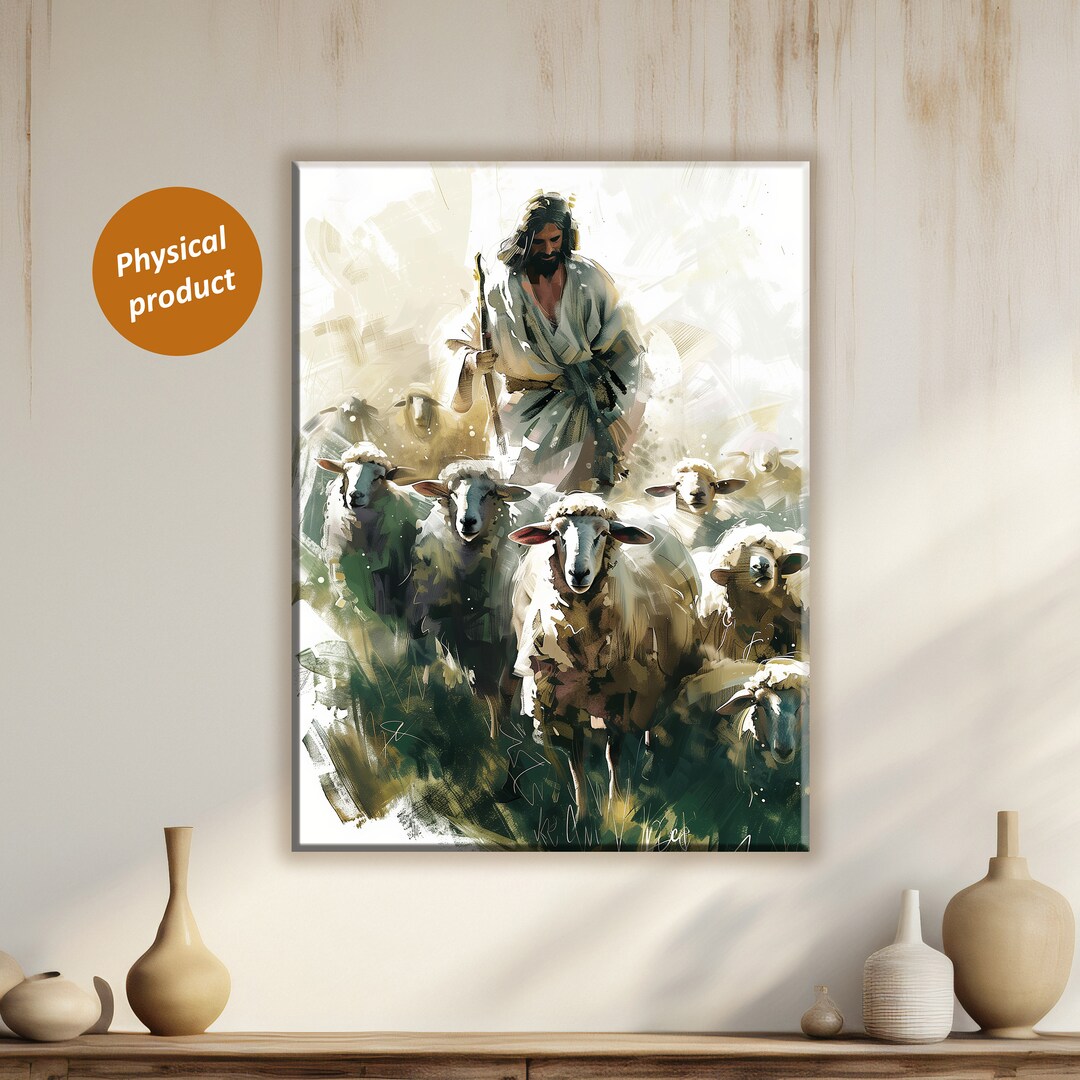 Jesus Christ Shepherd Wall Decor Good Shepherd Wall Art True Vine Wall Decor Jesus Painting for ...
