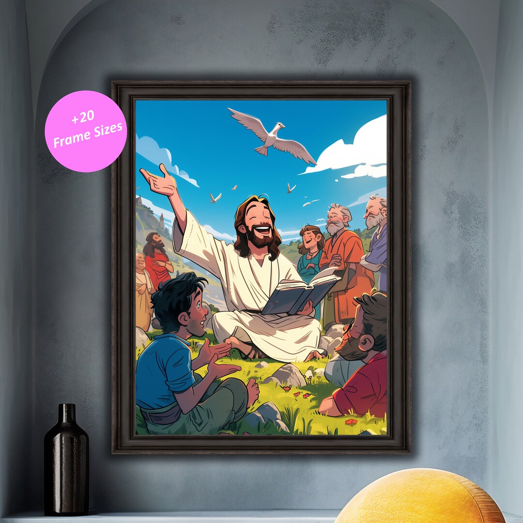 Jesus Teaching Digital Art, Biblical Wall Decor, Inspirational ...