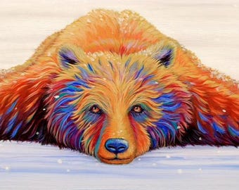 Winter Bear Signed Canvas Print - Etsy