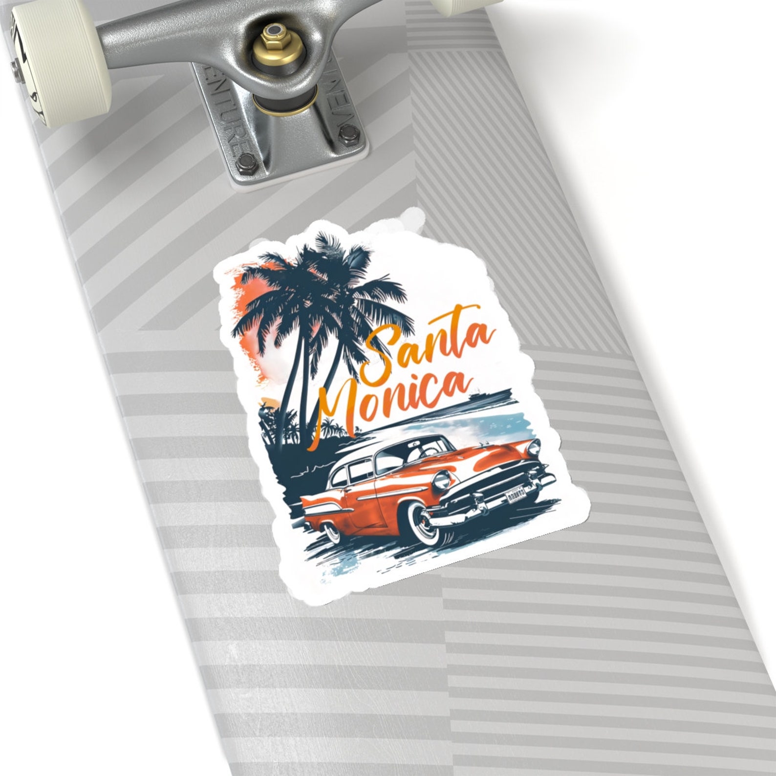 Santa Monica Classic Car Sticker Vintage Style Sticker Retro Graphic ...