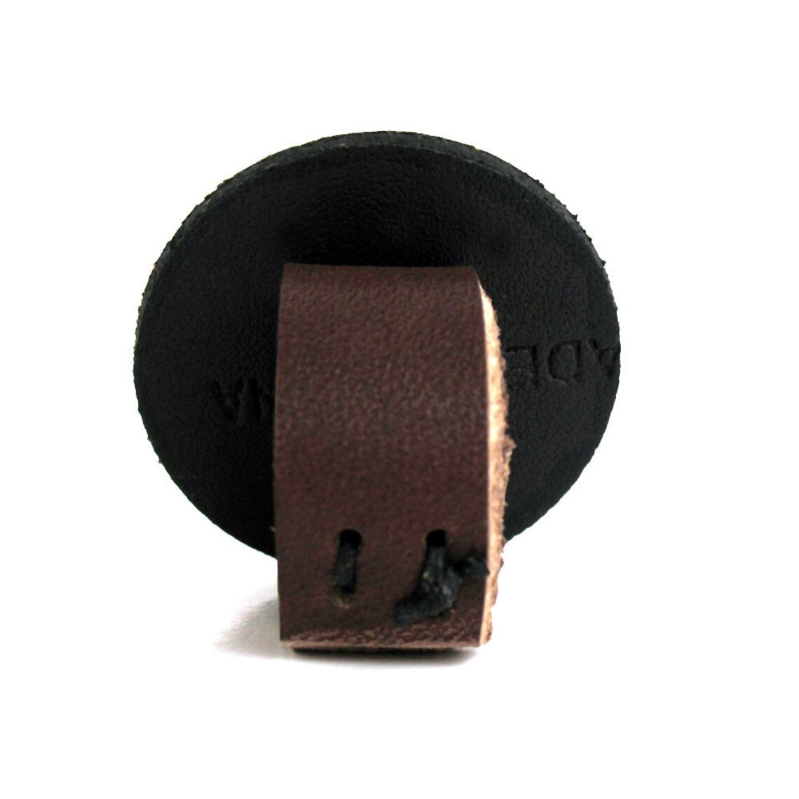 Leather Ring with Offset Metallic Circles Size 7 Eco | Etsy