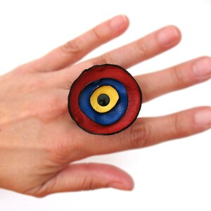 Primary Colors Leather Flower Ring, You Choose Size, Eco-friendly ...