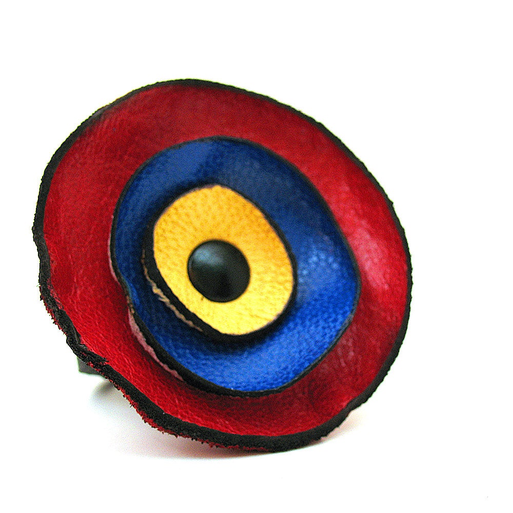 Primary Colors Leather Flower Ring You Choose Size - Etsy