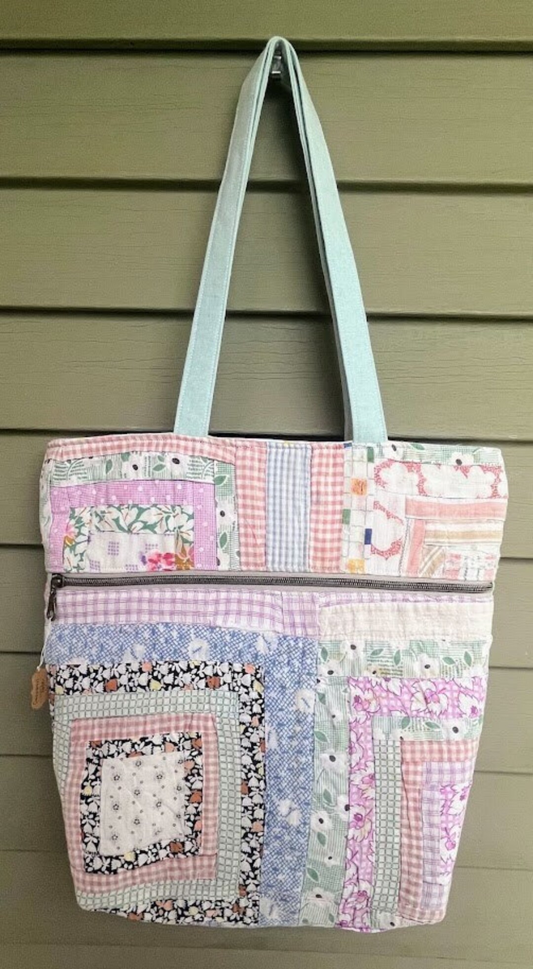 Antique/vintage Log Cabin Patchwork Quilt Caravan Tote - Etsy