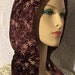 Wine Floral Embroidered Snood Wrap Head Covering • Headwear for Modesty ...