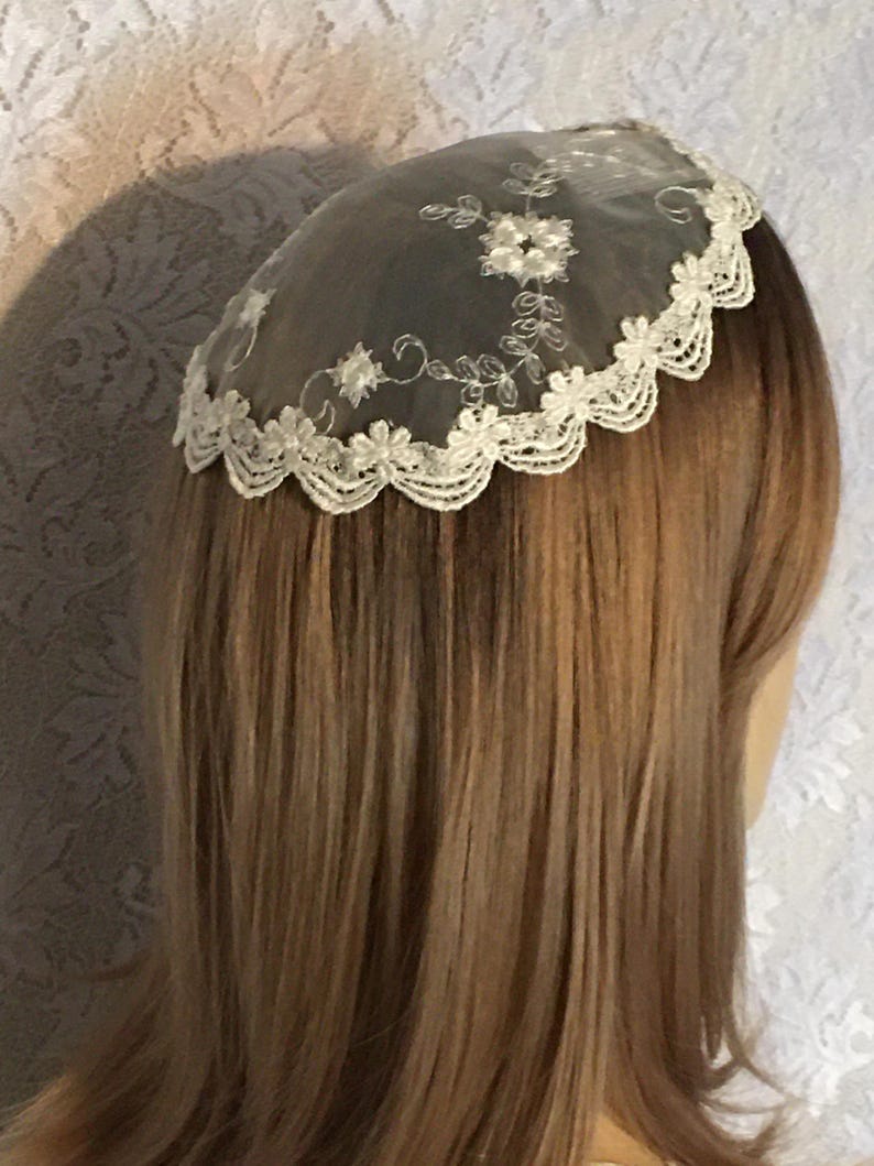 Organza Embroidery Doily Head Cover Doilies Chapel Cap Women 3D Kippot ...