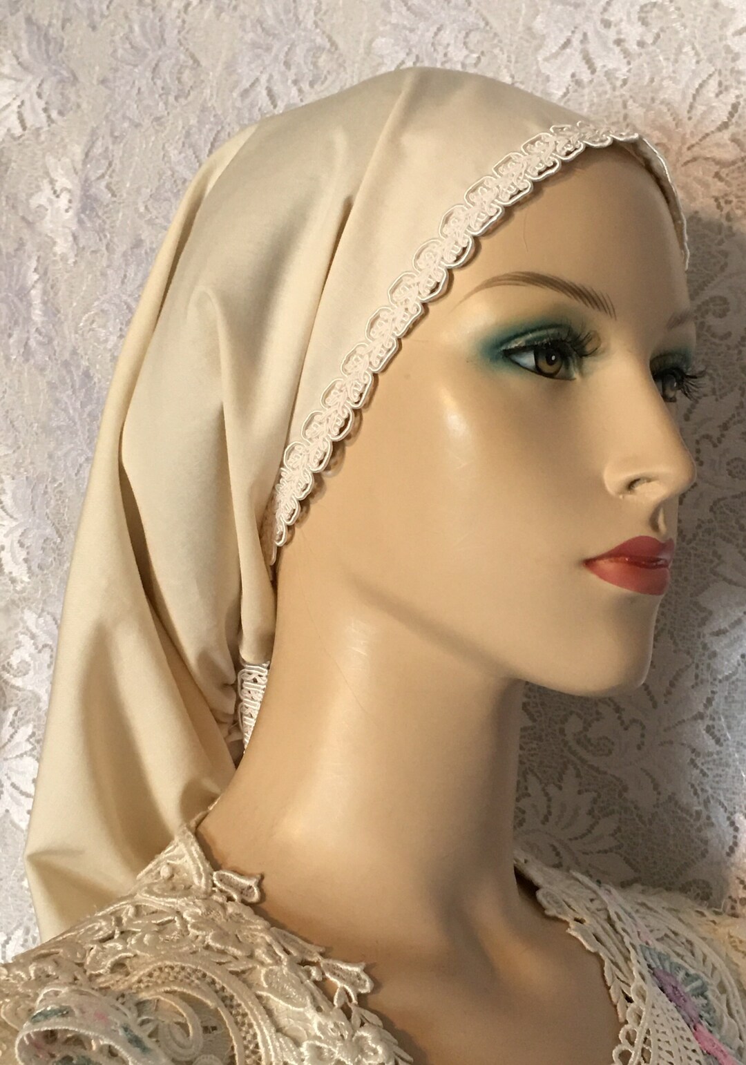 Ivory All Cotton Snood Head Covering, Hair Snoods 4 Women, Tichel ...