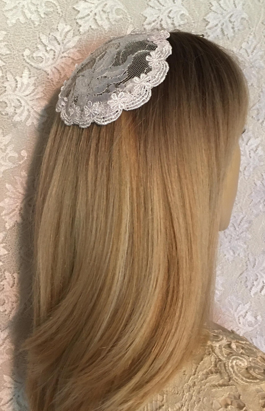 White Lace Head Covering Doily Headpiece Prayer Covering Hair Accessory ...