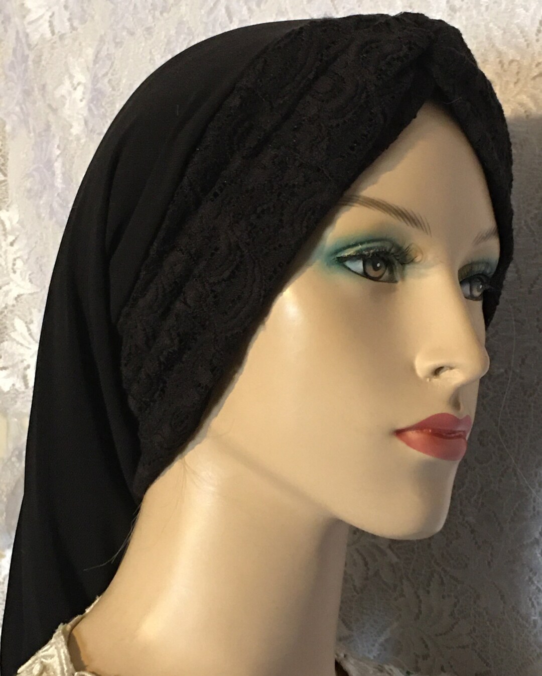 Black Turban Snood Head Covering for Women - Renaissance Modesty Wear ...