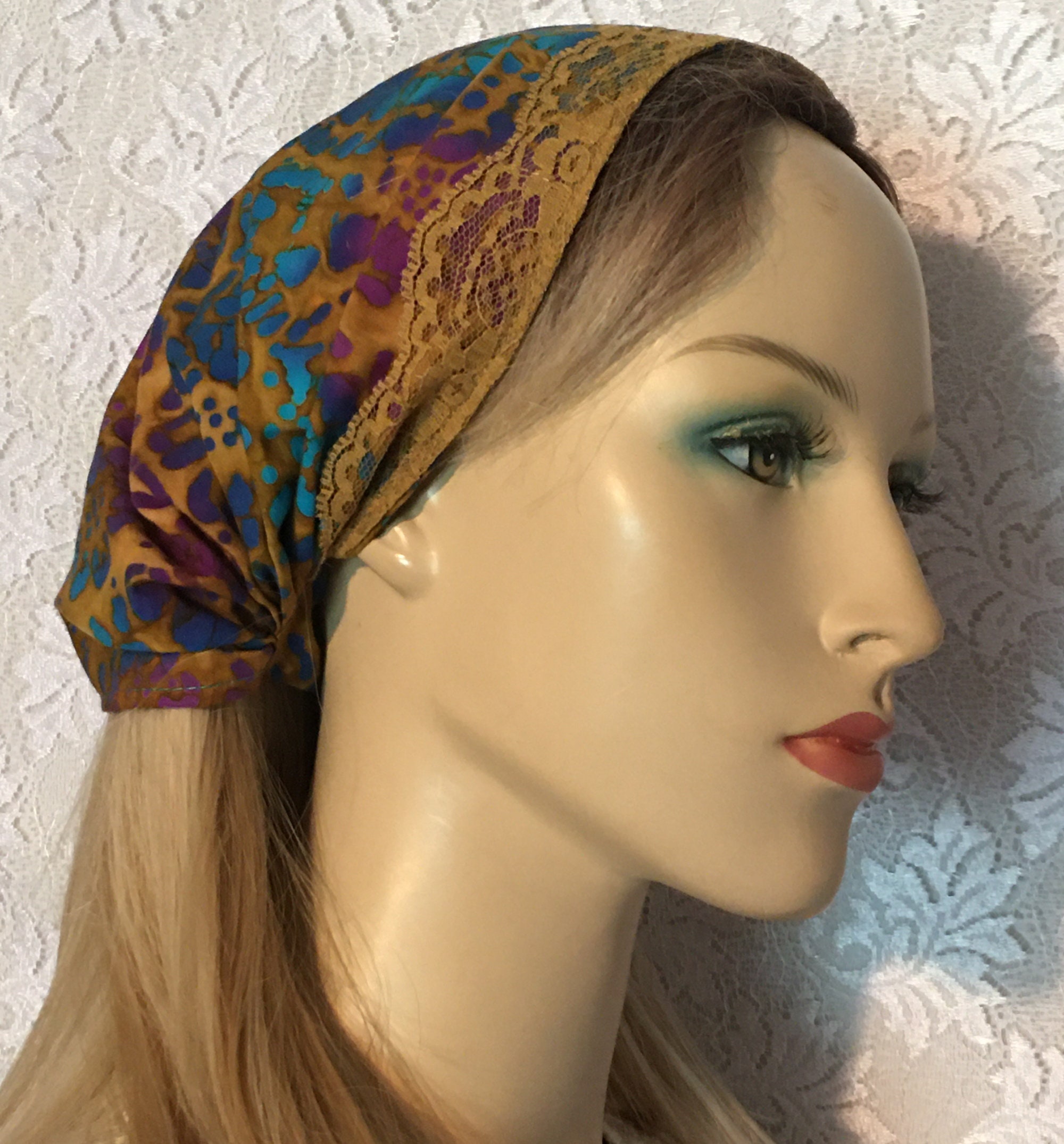 Batik Cotton Headband • Wide Head Band • Boho Chic • Bohemian Head Wrap ...