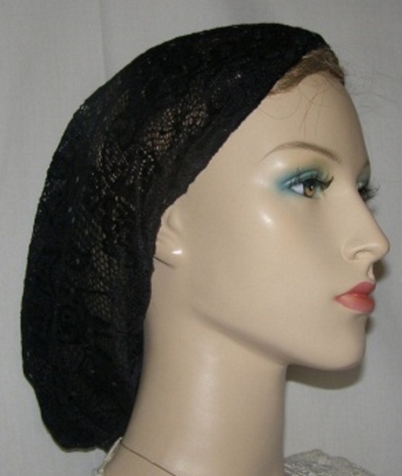 Crocheted Snood Headcovering Black Crochet Look Snood Hair Etsy