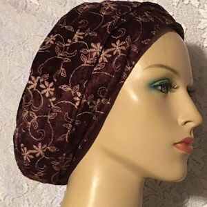 Wine Floral Embroidered Snood Wrap Head Covering • Headwear for Modesty ...
