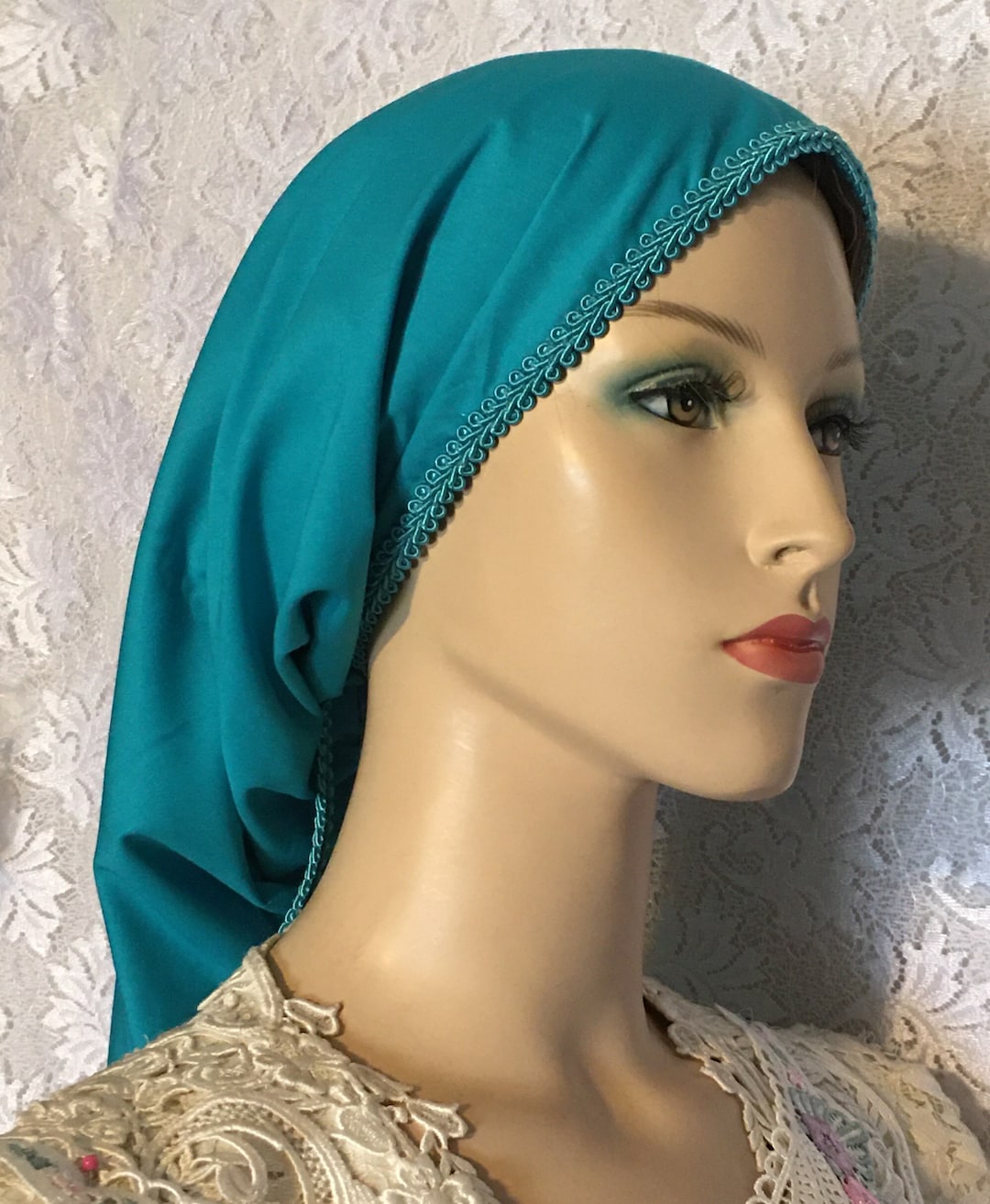 Green Turquoise All Cotton Snood Head Covering, Hair Snoods 4 Women ...