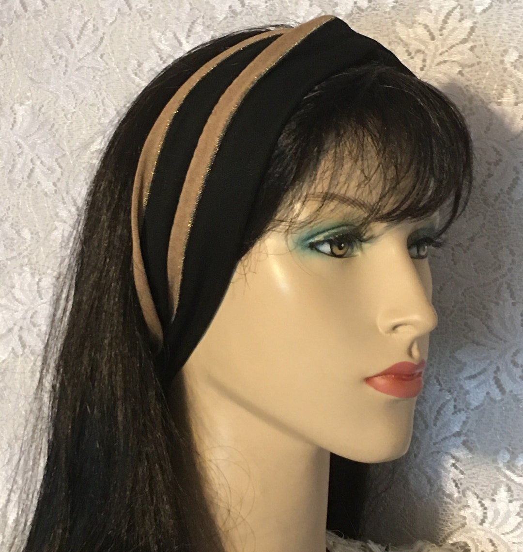 Black Tan Turban Headband for Women Boho Women's Head Band Headwraps ...