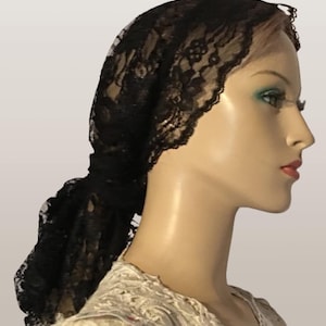 Black Lace Snood, Victorian Style With Lace Ties, Women Hair Accessory ...