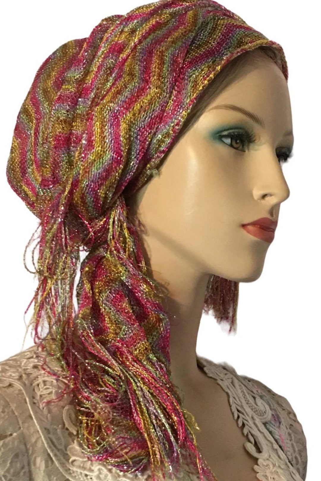 Multi Colored Striped Scarf Head Covering Head Wrap • Perfect for ...