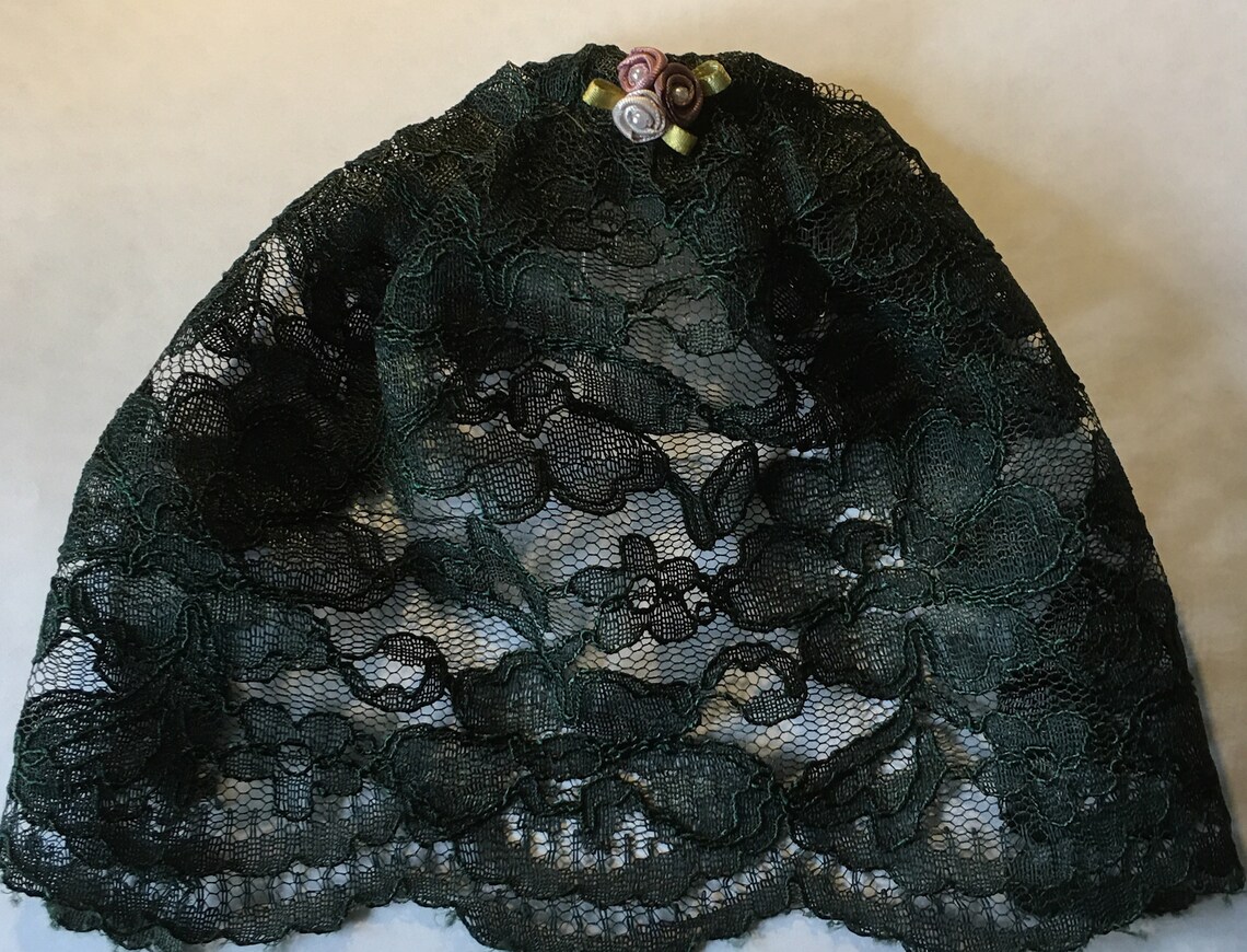 Green Floral Bat Mitzvah Head Covering • Lace Kippah Hair Covers ...