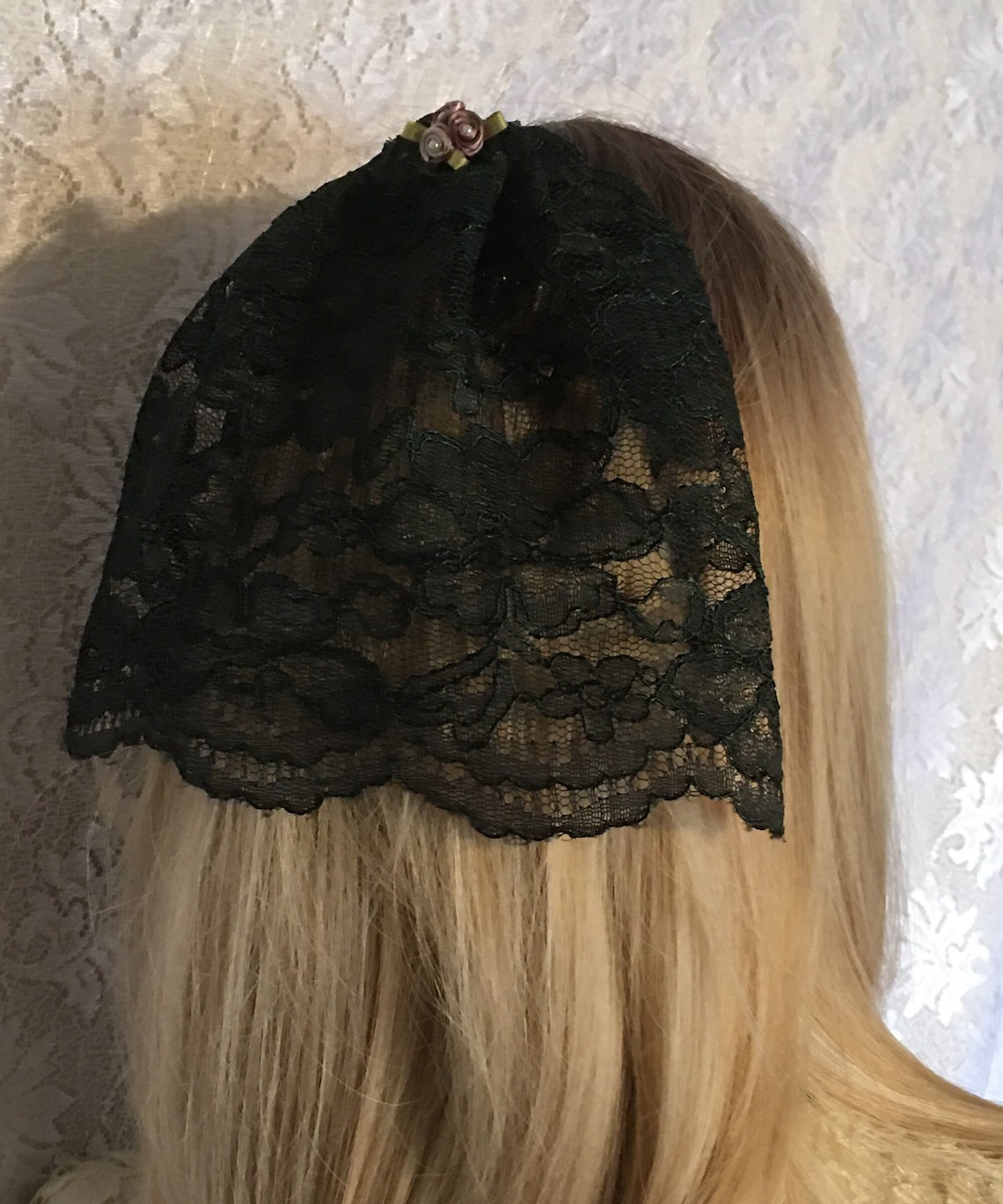 Green Floral Bat Mitzvah Head Covering • Lace Kippah Hair Covers ...