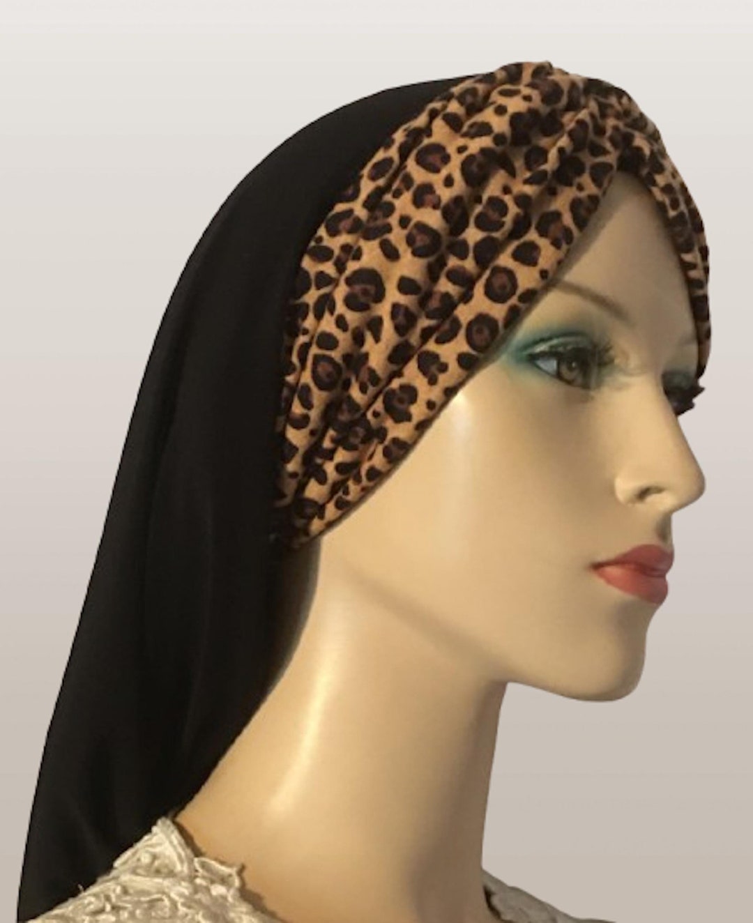 Cheetah Turban Snood Head Covering for Women Hair Snoods Tichel Scarf ...