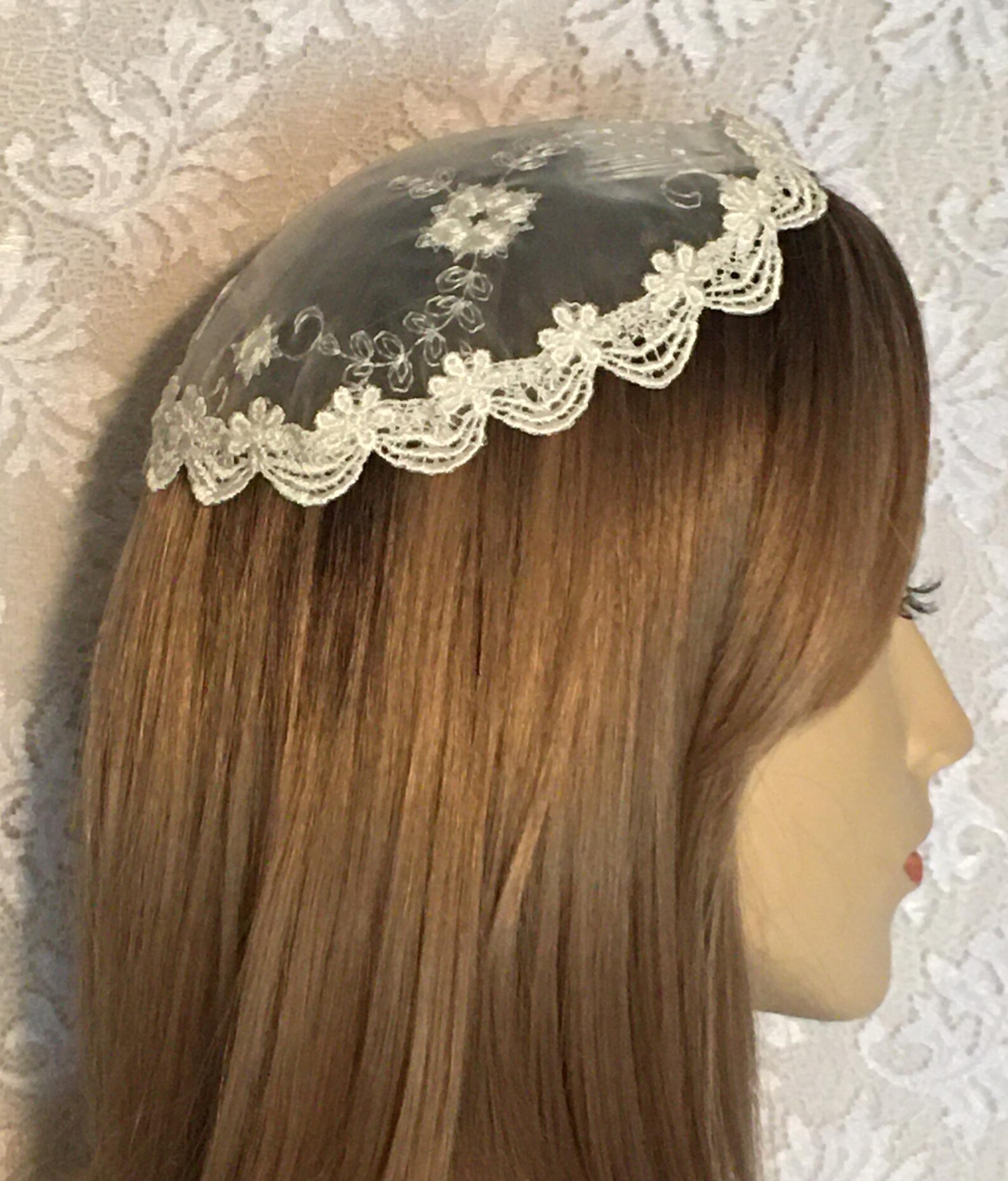 Organza Embroidery Doily Head Cover Doilies Chapel Cap Women 3D Kippot ...