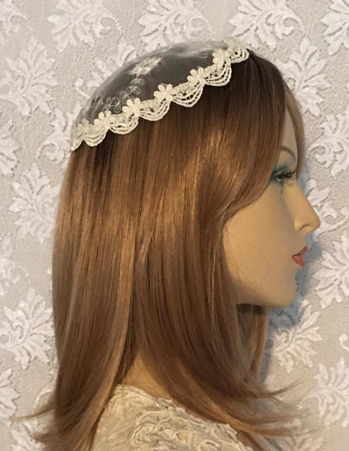 Organza Embroidery Doily Head Cover Doilies Chapel Cap Women 3D Kippot ...