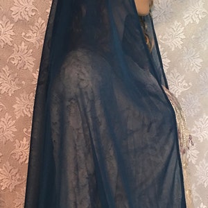 Turquoise Sheer Veil or Shawl • Round Cut Mantilla • Hair Wrap • Head ...