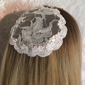 White Lace Head Covering Doily Headpiece Prayer Covering Hair Accessory ...