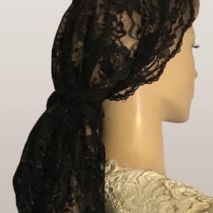 Black Lace Snood, Victorian Style With Lace Ties, Women Hair Accessory ...
