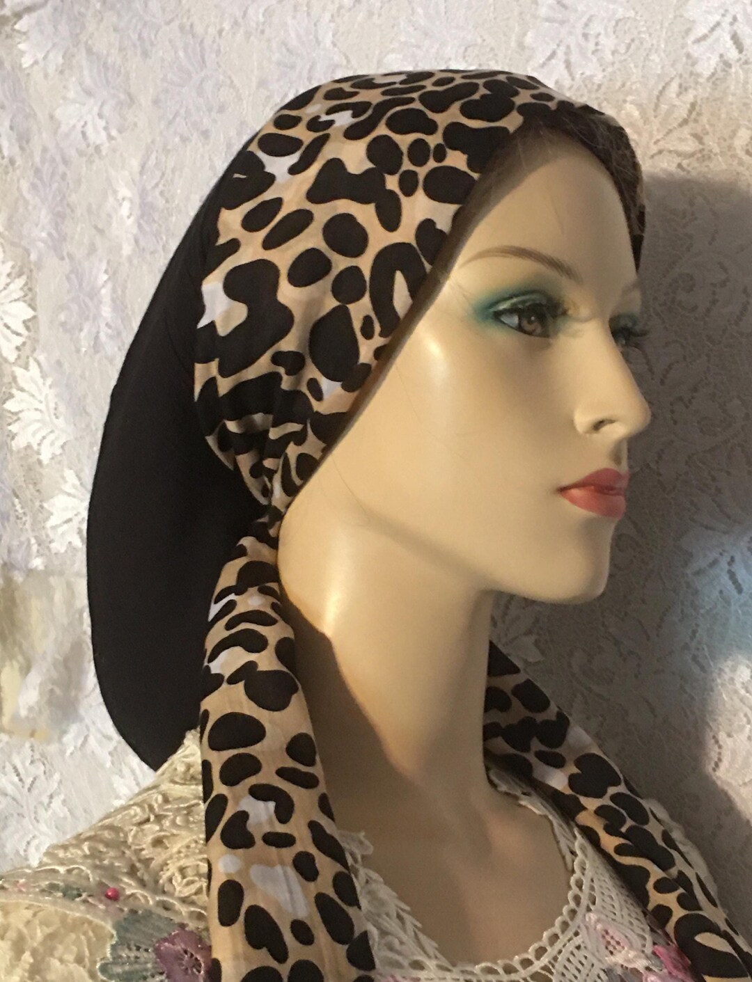 Cotton Snood Wrap • Head Covering • Black Gauze Cotton Snood With ...