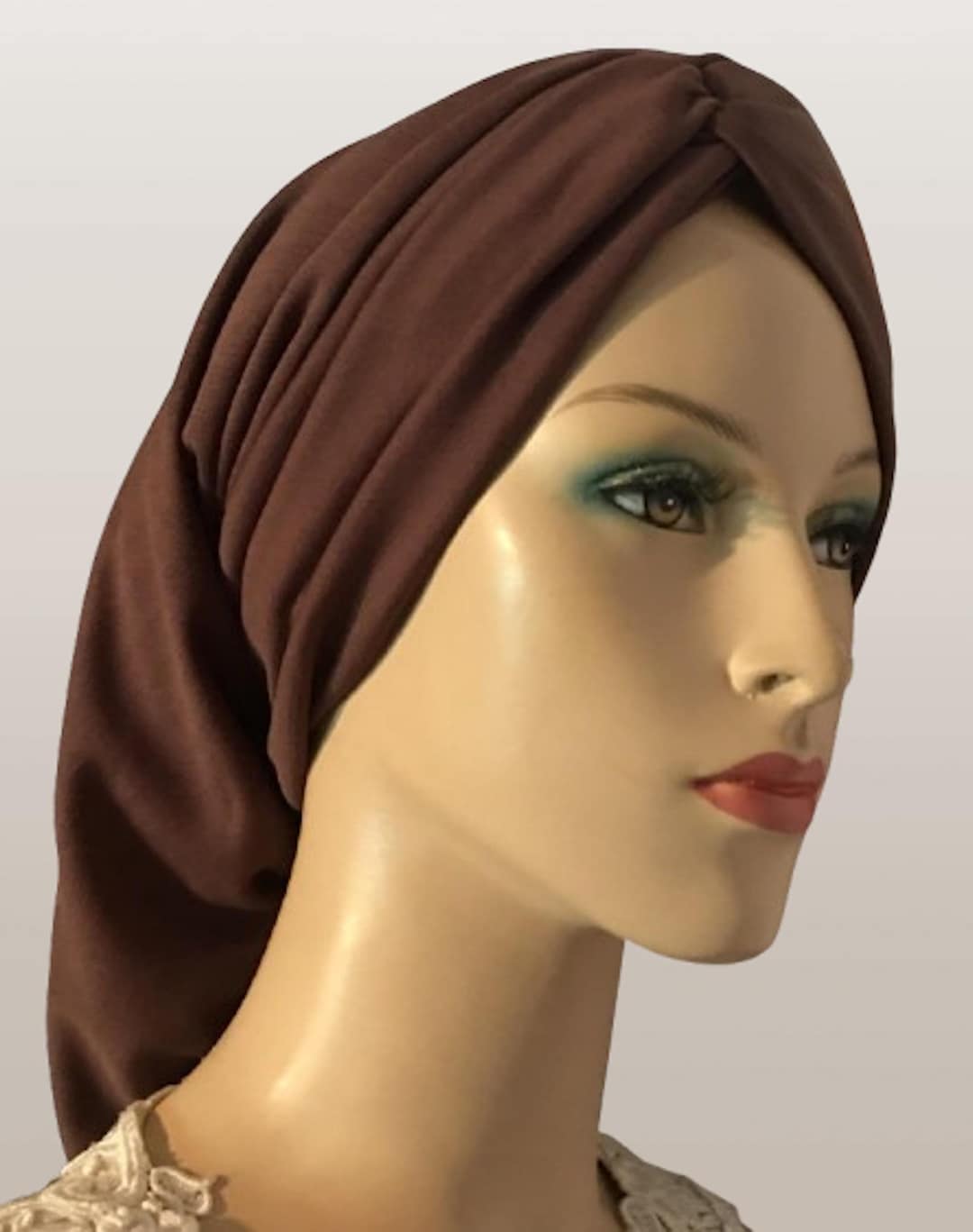 Brown Turban Knot Snood Head Covering for Women Hair Snoods Tichel ...