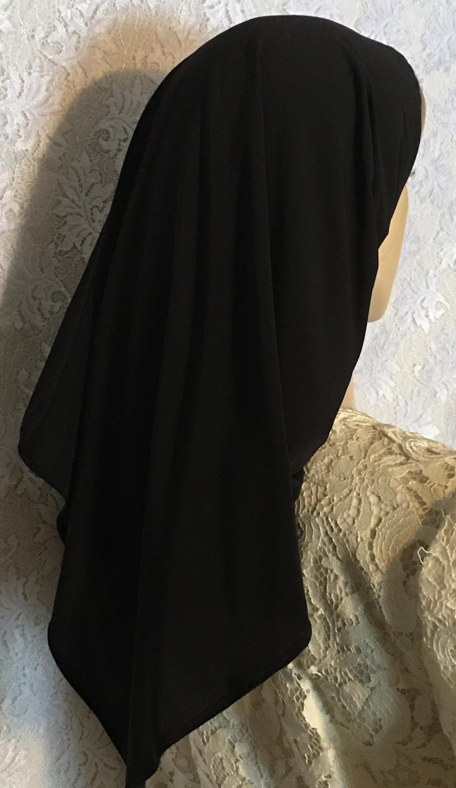 Black Tichel Scarf for Prayer, Modest Head Covering, Mitpachat Mantilla ...
