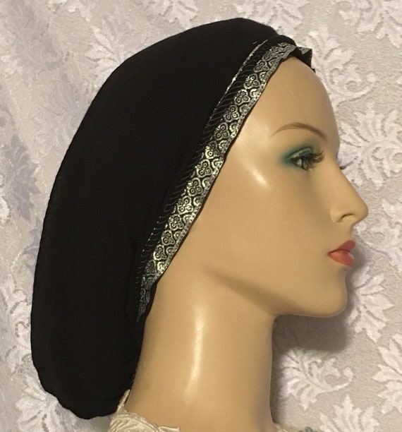 BLACK Hair Snood Gauze Cotton Jacquard Band Head Covering - Etsy
