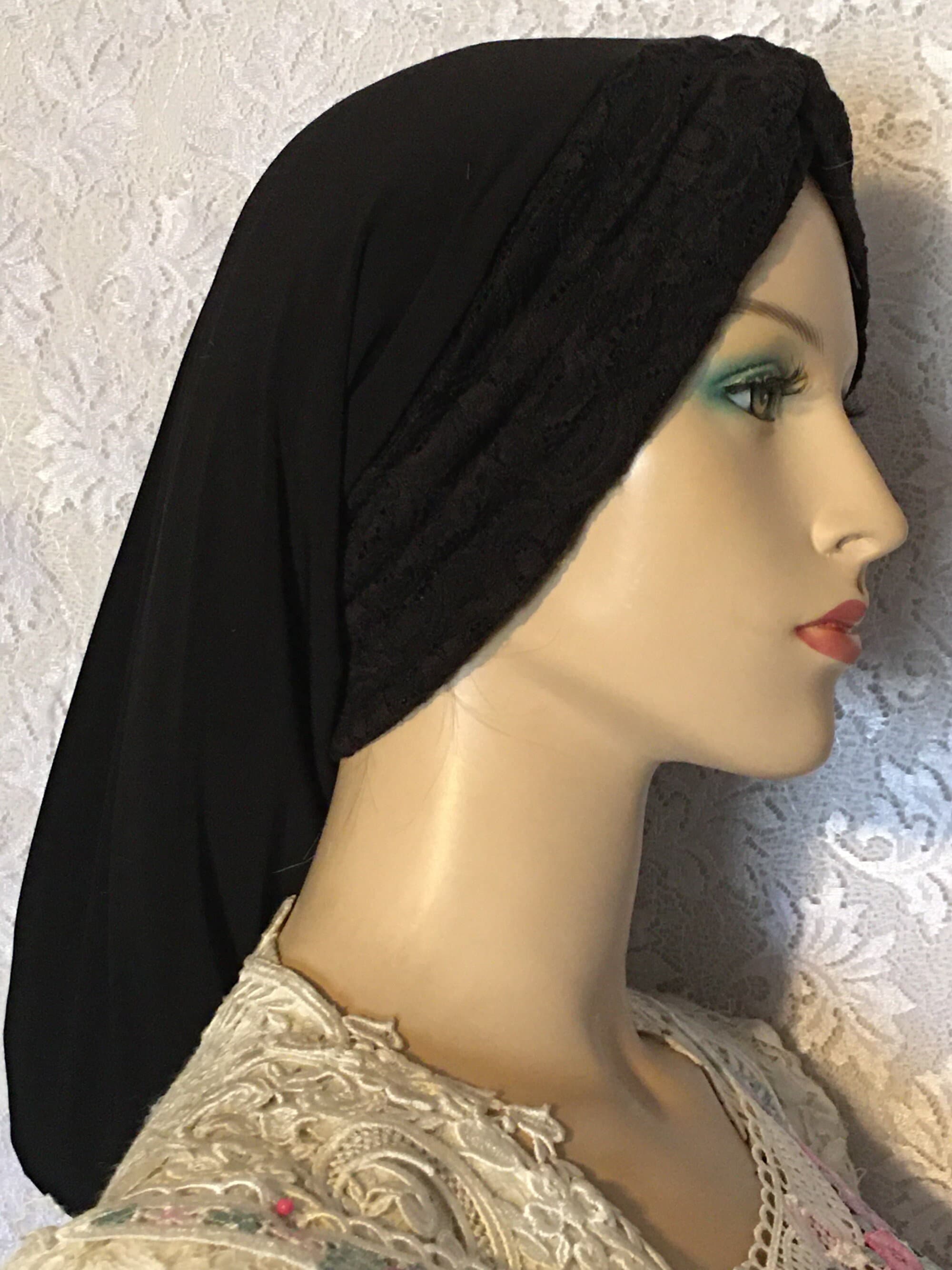 Black Turban Snood Head Covering for Women - Renaissance Modesty Wear ...