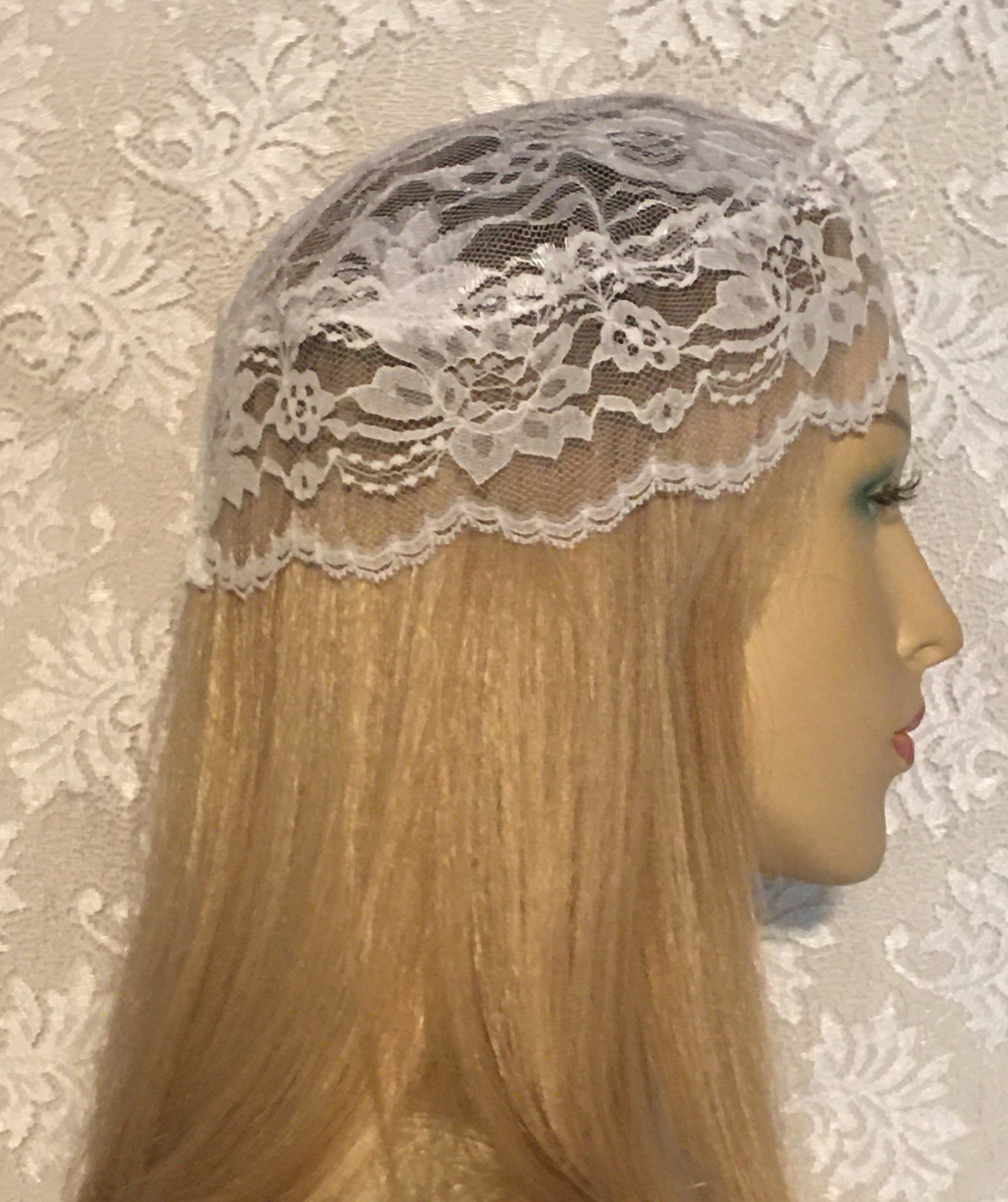Black Lace Bucharian Style Doily Head Cover Hair Accessory Delicate ...