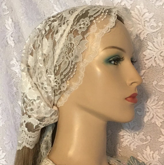 IVORY Lace Scarf Head Covering Tichel Lace Bandana Lace - Etsy