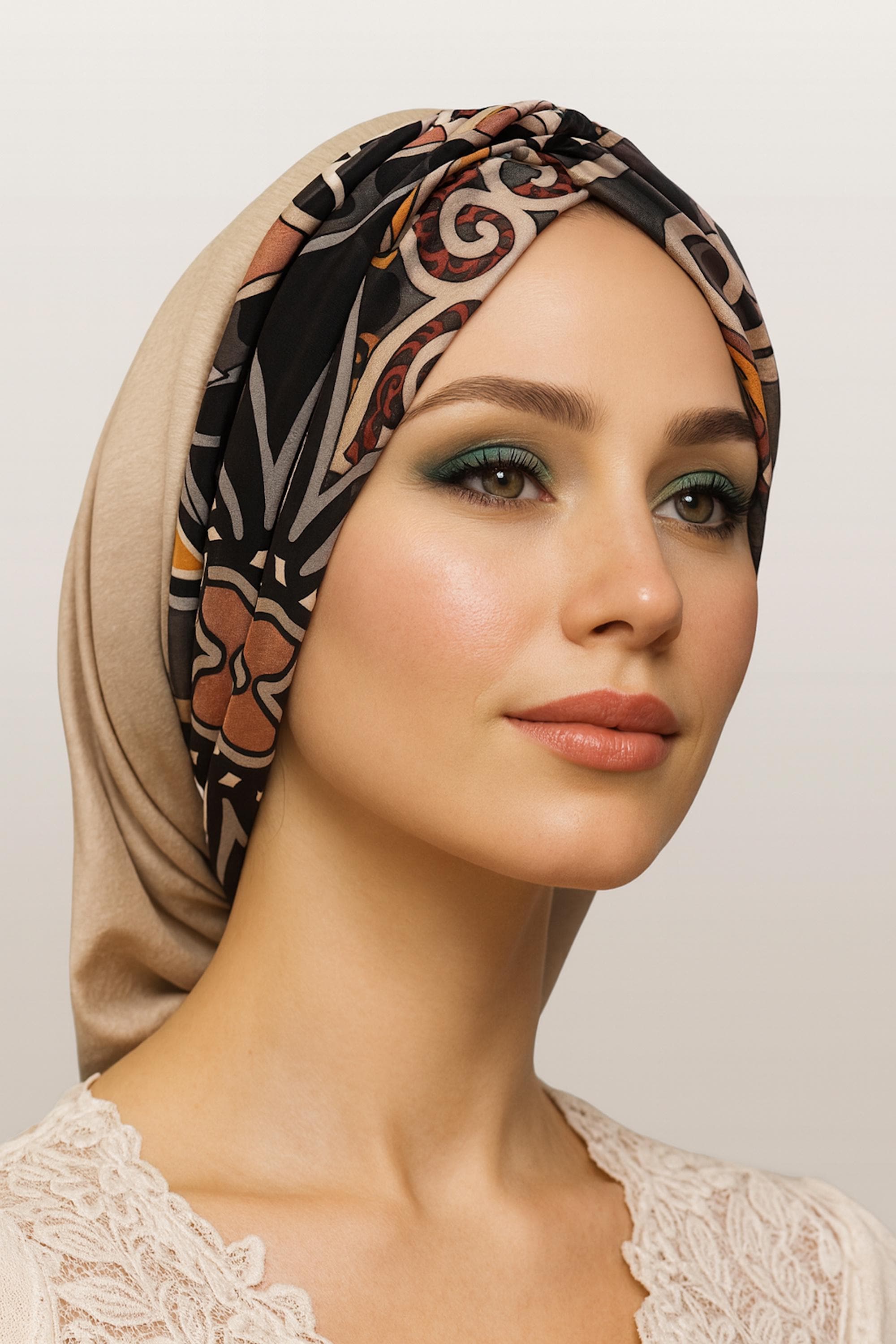Beige Turban Snood Head Covering • Women Hair Snoods • Tichel • Scarf ...