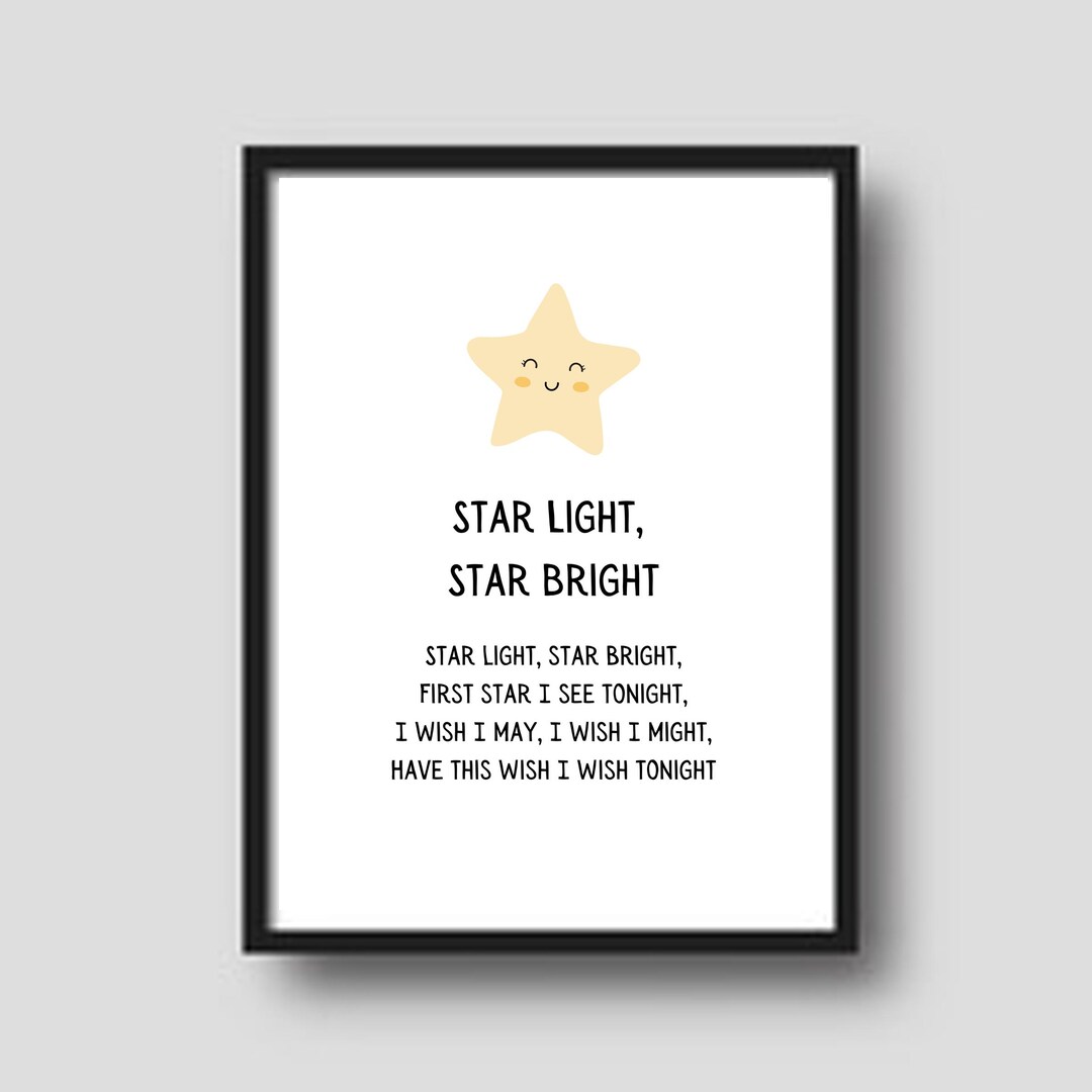 Cute, Printable Nursery Rhyme "star Light Star Bright" Decorative ...