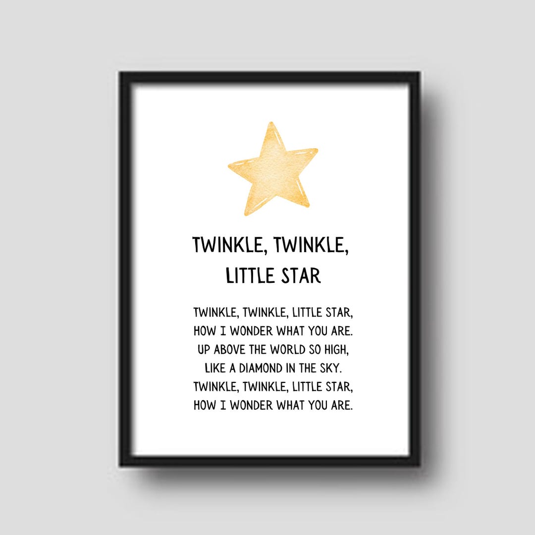Cute, Printable Nursery Rhyme "twinkle Twinkle Little Star" Decorative ...