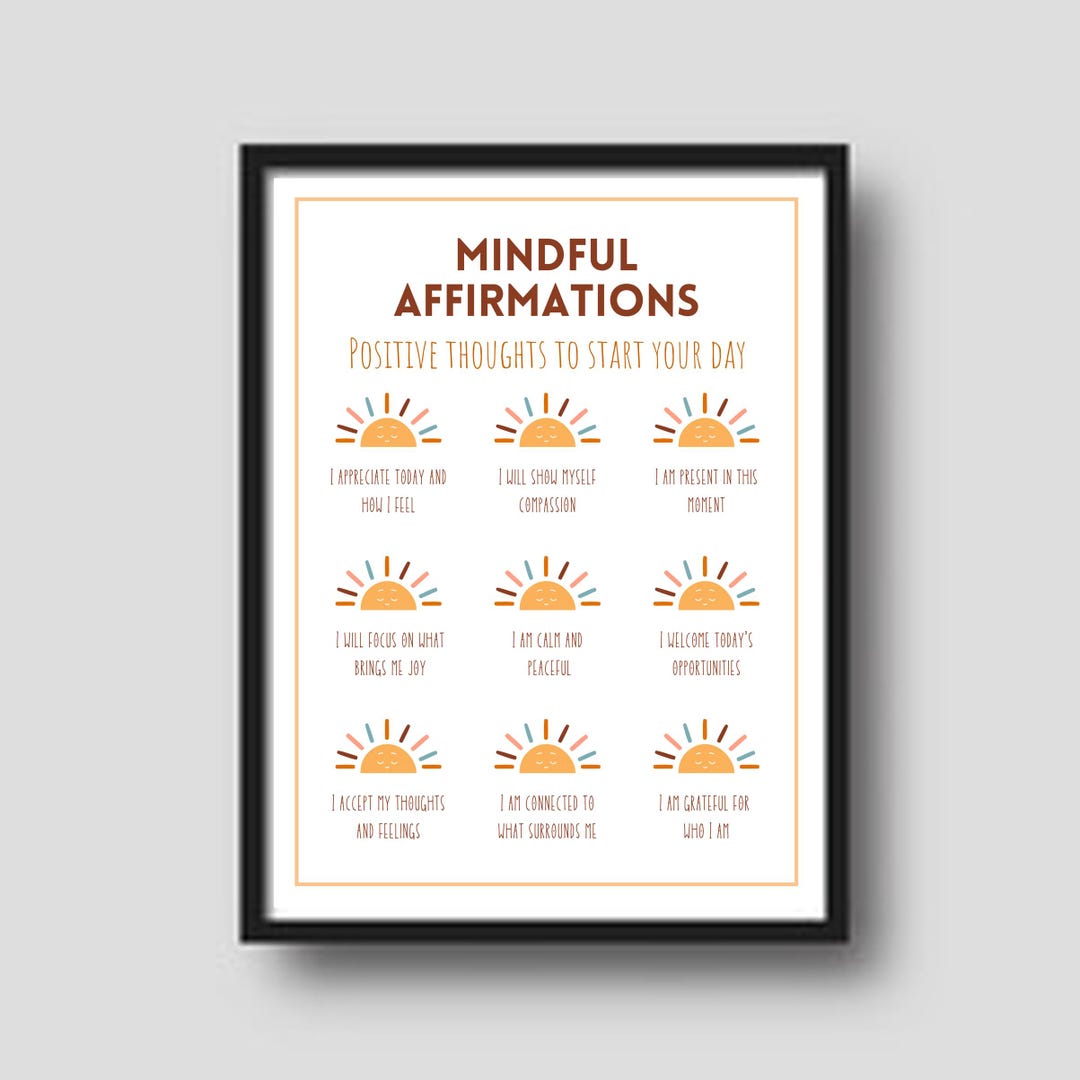 Cute, Printable "mindful Affirmations" Decorative Poster/wall Art for ...
