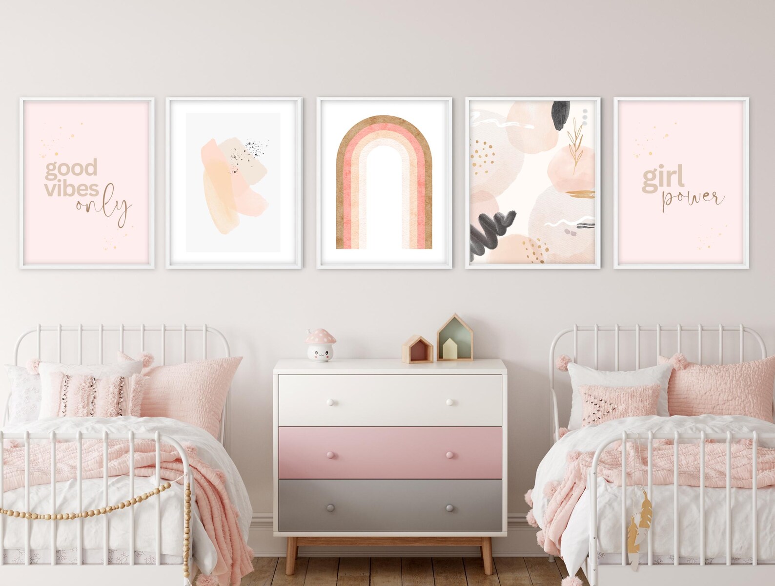 Blush Pink Girl Room Posters: Rainbow, Abstracts, Quotes (digital ...