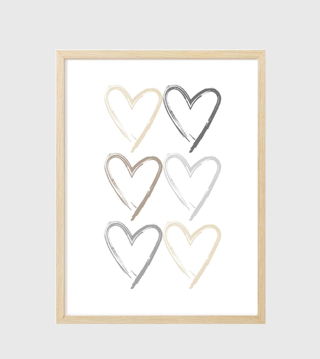 Neutral Hearts Wall Art, Preppy Poster (digital Download) - Etsy
