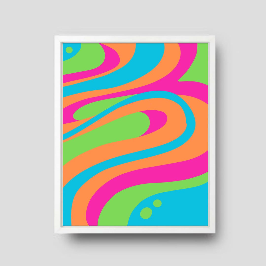 Wavy Graphic Poster: Bright Preppy Wall Art (digital Download) - Etsy