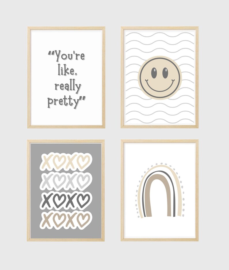 Neutral Classroom Posters: Smiley Face, Rainbow, XOXO (digital Download ...