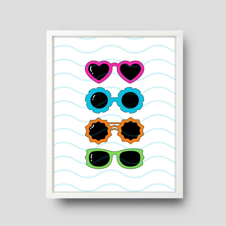 Colorful Sunglasses Poster: Preppy Teen Room Wall Art (digital Download ...