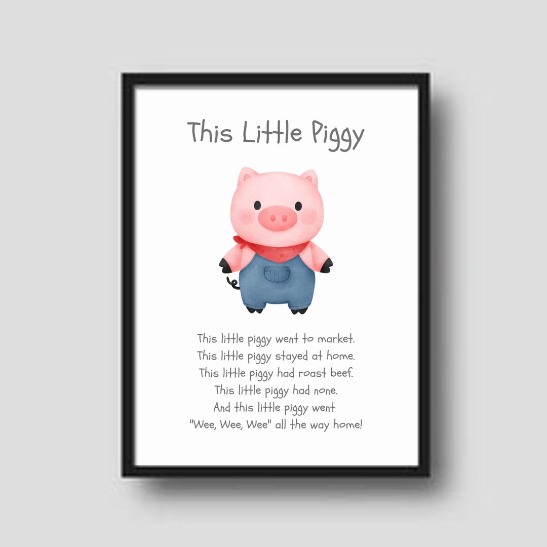 Nursery Rhyme, "this Little Piggy" Decorative Poster/wall Art for the ...